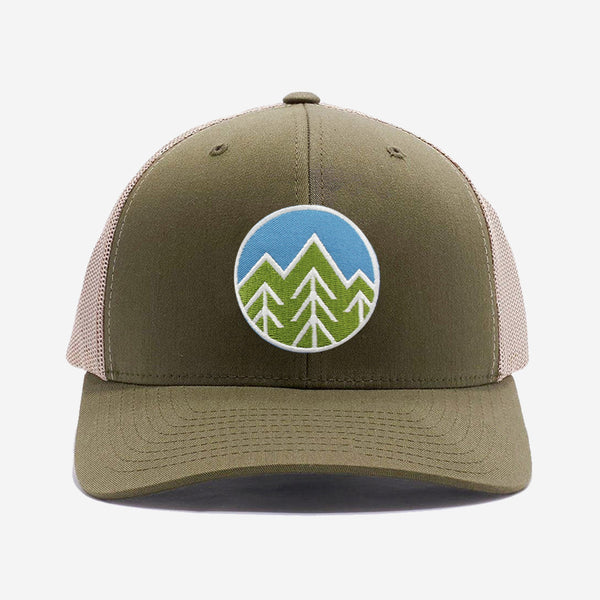 Sky Trees Trucker Hat - Khaki Green | Tuck Life