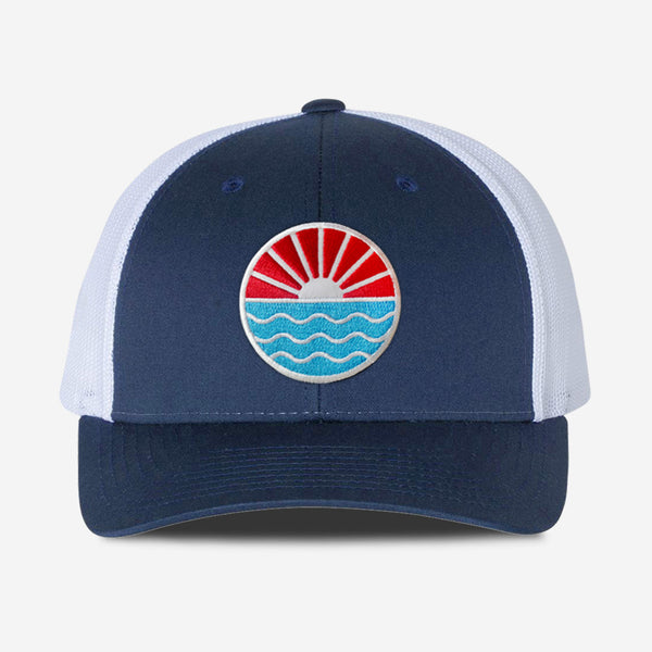 Sun Wave Trucker Hat - Navy White | Tuck Life